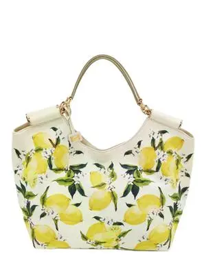 Dolce & Gabbana Lemon-print Leather Tote Bag - Neutrals