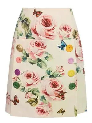 Dolce & Gabbana Floral-print Mini Skirt - Neutrals