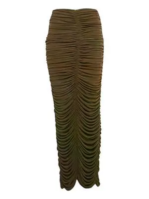 CHATS BY C.DAM Ruched Maxi Skirt - Brown