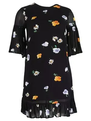 GANNI Lorita Floral-print Mini Dress - Black