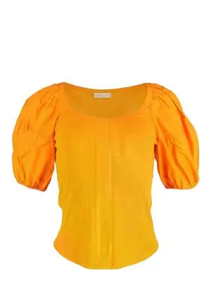Ulla Johnson Scoop-neck Puff-sleeve T-shirt - Orange