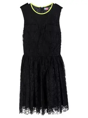 MSGM Lace-detail Skater Mini Dress - Black