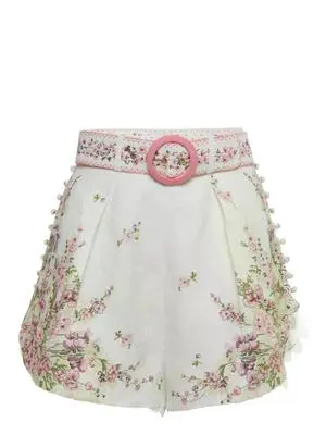 Zimmermann Linen Floral-print Shorts - White