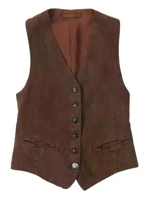 FORTELA Debby Button Single-breasted Vest - Brown