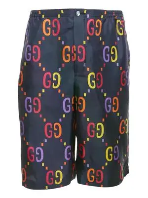 Gucci Silk Gg-print Shorts - Blue