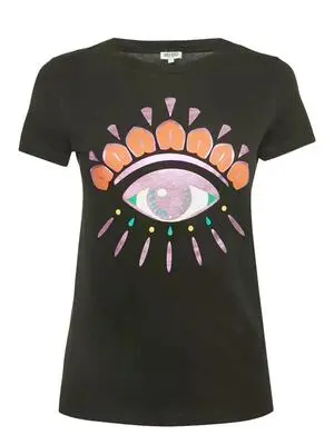 Kenzo Cotton T-shirt With Eye Motif - Black