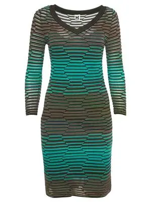 Missoni Knitted V-neck Mini Dress - Blue