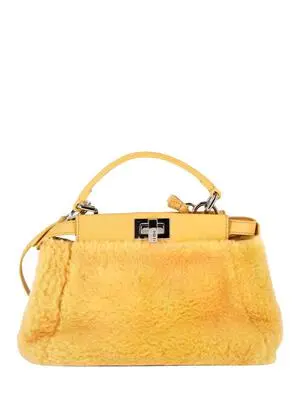 Fendi Mini Peekaboo Shearling Tote Bag - Yellow
