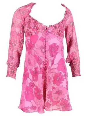Rixo Fara Floral-print Mini Dress - Pink