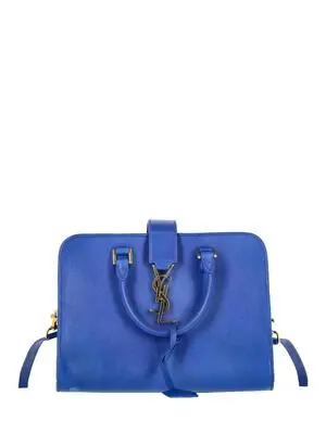 Saint Laurent Baby Cabas Monogram Leather Tote Bag - Blue