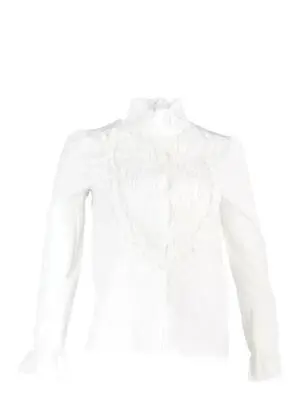 Chloé Ruffled High-neck Long-sleeve Top - White