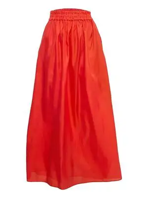Emporio Armani Silk A-line Maxi Skirt - Red