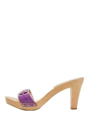 Dolce & Gabbana Logo-plaque Wooden Platform Sandals - Purple