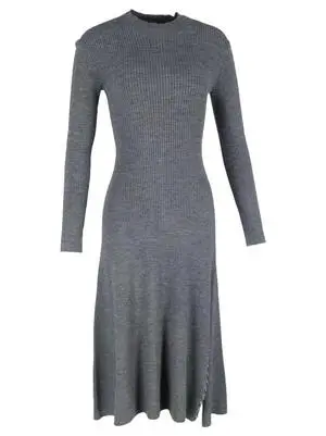 Maje Long-sleeve Knitted Midi Dress - Grey