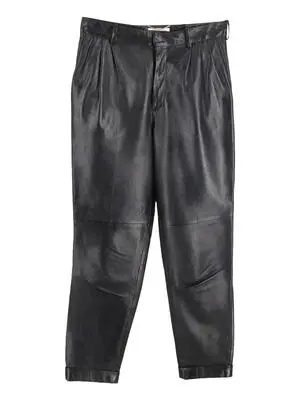 Saint Laurent Pleated Leather Trousers - Black