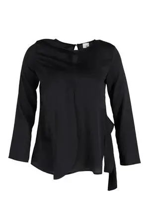 Iris & Ink Crew-neck Blouse - Black