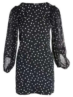 Dolce & Gabbana Star-print Bishop-sleeve Mini Dress - Black