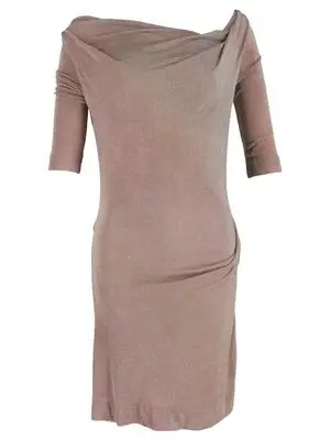 VIVIENNE WESTWOOD Asymmetric-neckline Midi Dress - Neutrals