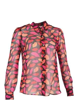 DIANE VON FURSTENBERG Diane Von Furstenberg Vintage Mariah Printed Silk Blouse