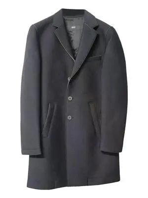 BOSS Single-breasted Textured Coat - Black