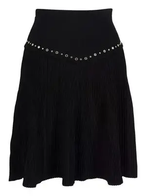 Sandro Ribbed Flared Skirt - Black