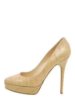 JIMMY CHOO Crocodile-embossed Leather Pumps - Neutrals