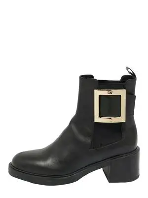 ROGER VIVIER Viv' Rangers Logo-detail Leather Boots - Black