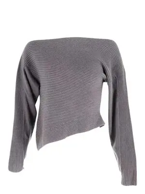 ALEXANDER WANG Off-shoulder Asymmetric Hem Top - Grey
