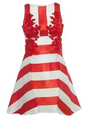 Zuhair Murad Striped Embellished Dress - Red