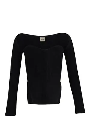 Khaite Maddy Ribbed-knit Top - Black