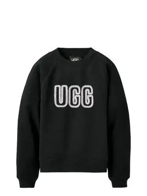 UGG Logo Applique Relaxed Crew Neck Pullover - Black