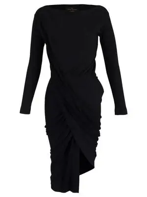 VIVIENNE WESTWOOD Long-sleeve Draped Asymmetric-hem Dress - Black