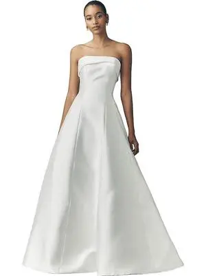 Jenny Yoo Ana Strapless Foldover Satin Fit & Flare Wedding Gown - Ivory