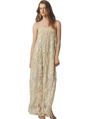 HELSI Margot Strapless Maxi Dress - Soft Yellow Silver