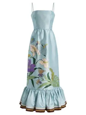 ALEMAIS Alfie Taffeta Midi Dress - Blue