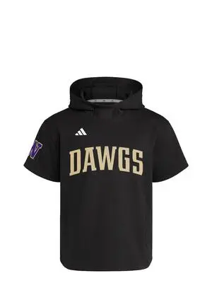Adidas Washington Huskies Dugout Short Sleeve Hoodie - Black / White / Ncaa-wtn