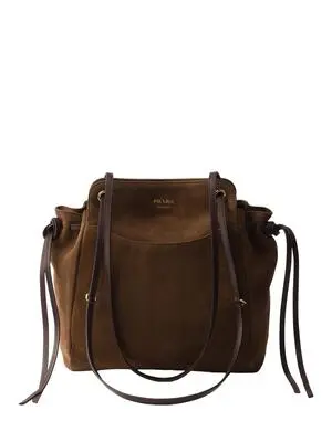 Prada Medium Suede Tote Bag Cocoa Brown