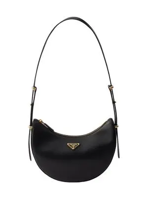 Prada Arqué Small Leather Shoulder Bag Black