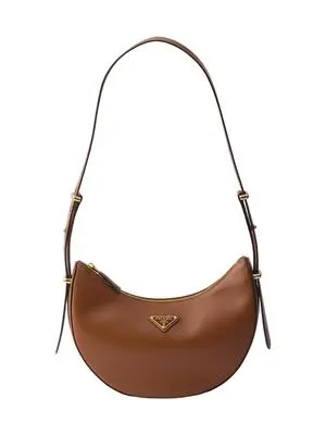 Prada Arqué Small Leather Shoulder Bag Cognac