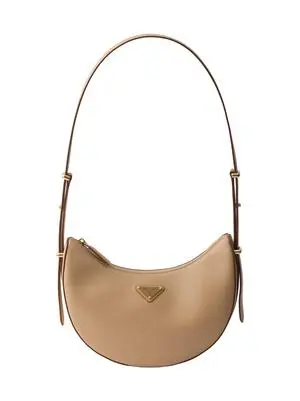 Prada Arqué Small Leather Shoulder Bag - Sand Beige