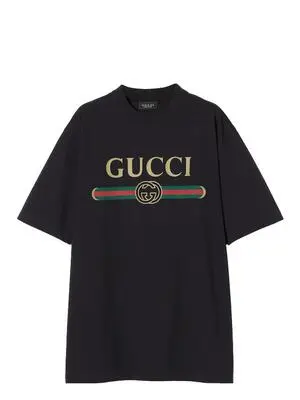 Gucci Cotton Jersey And Silk T-shirt With Print - Black