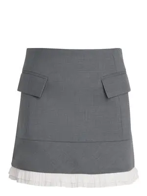 Maje Wool-blend Panelled Mini Skirt - Black