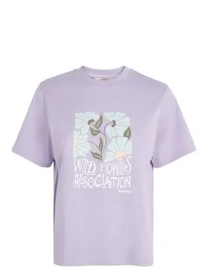 Barbour Cotton Wild Flowers Logo T-shirt - Purple