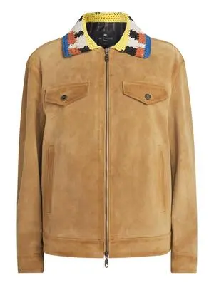 Etro Suede Shacket With Knitted Collar - Brown