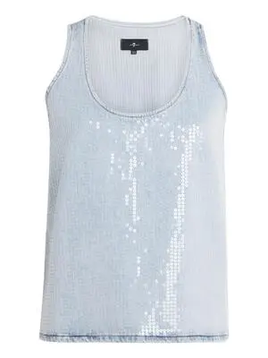 7 For All Mankind Sequined Tank Top - Blue