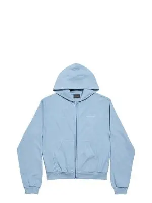 Balenciaga Cotton Zip-up Hoodie - Blue
