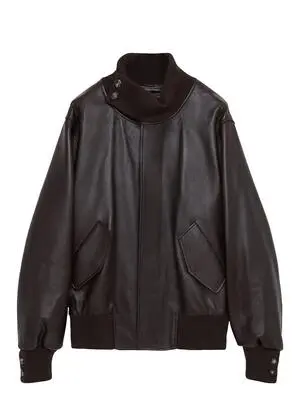 Loewe Leather Bomber Jacket - Brown