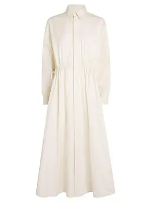 Polo Ralph Lauren Cotton Cinched Maxi Shirt Dress - Ivory