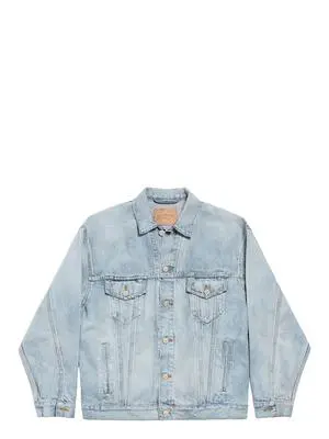 Balenciaga Distressed Denim Trucker Jacket - Blue