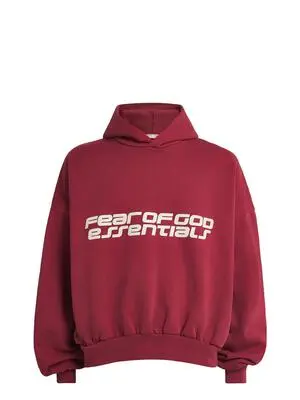 Fear Of God Oversized Logo Hoodie - Red
